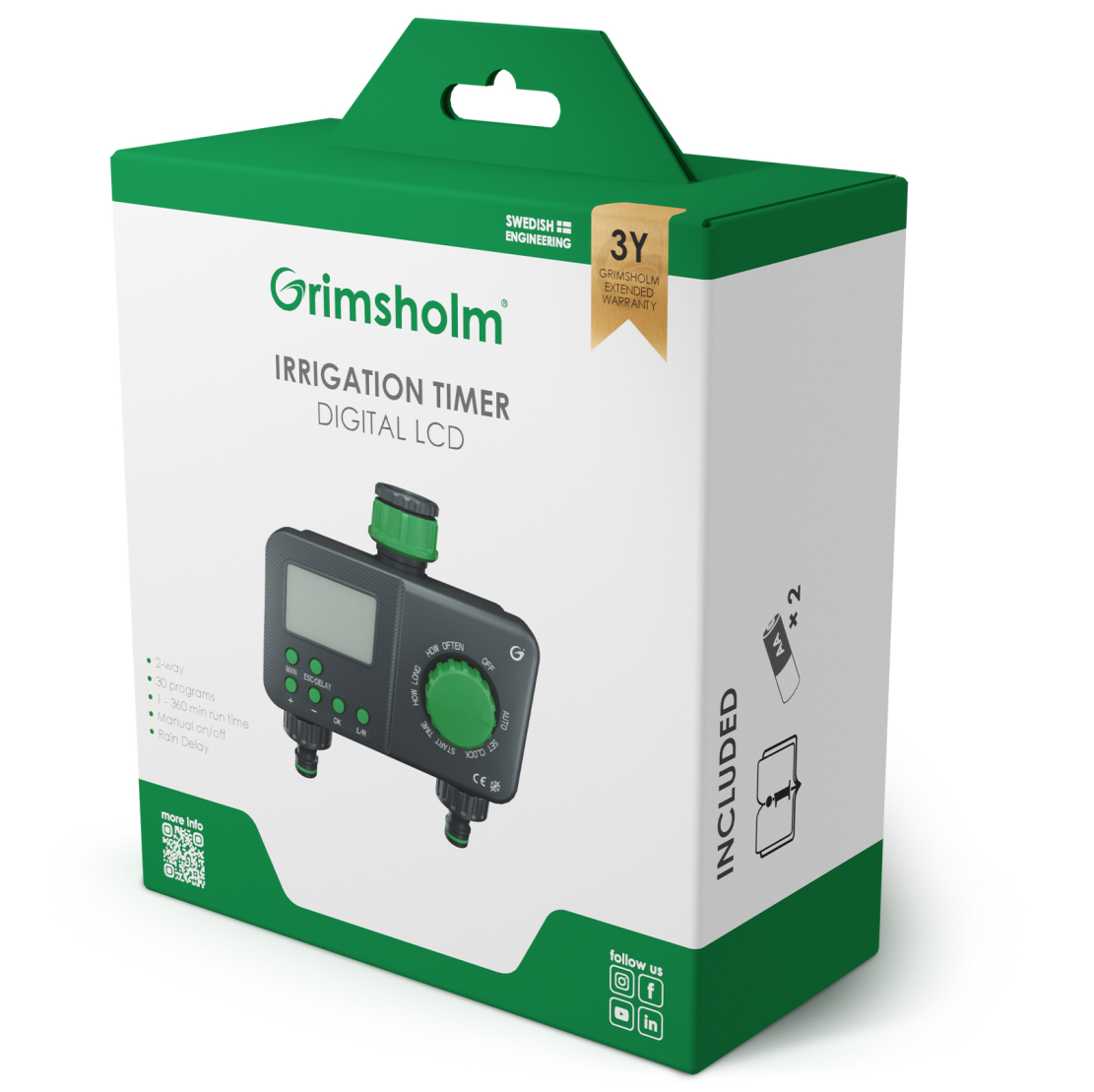 Grimsholm Timer Digital LCD - Automatisk vanning - MKnorth.no