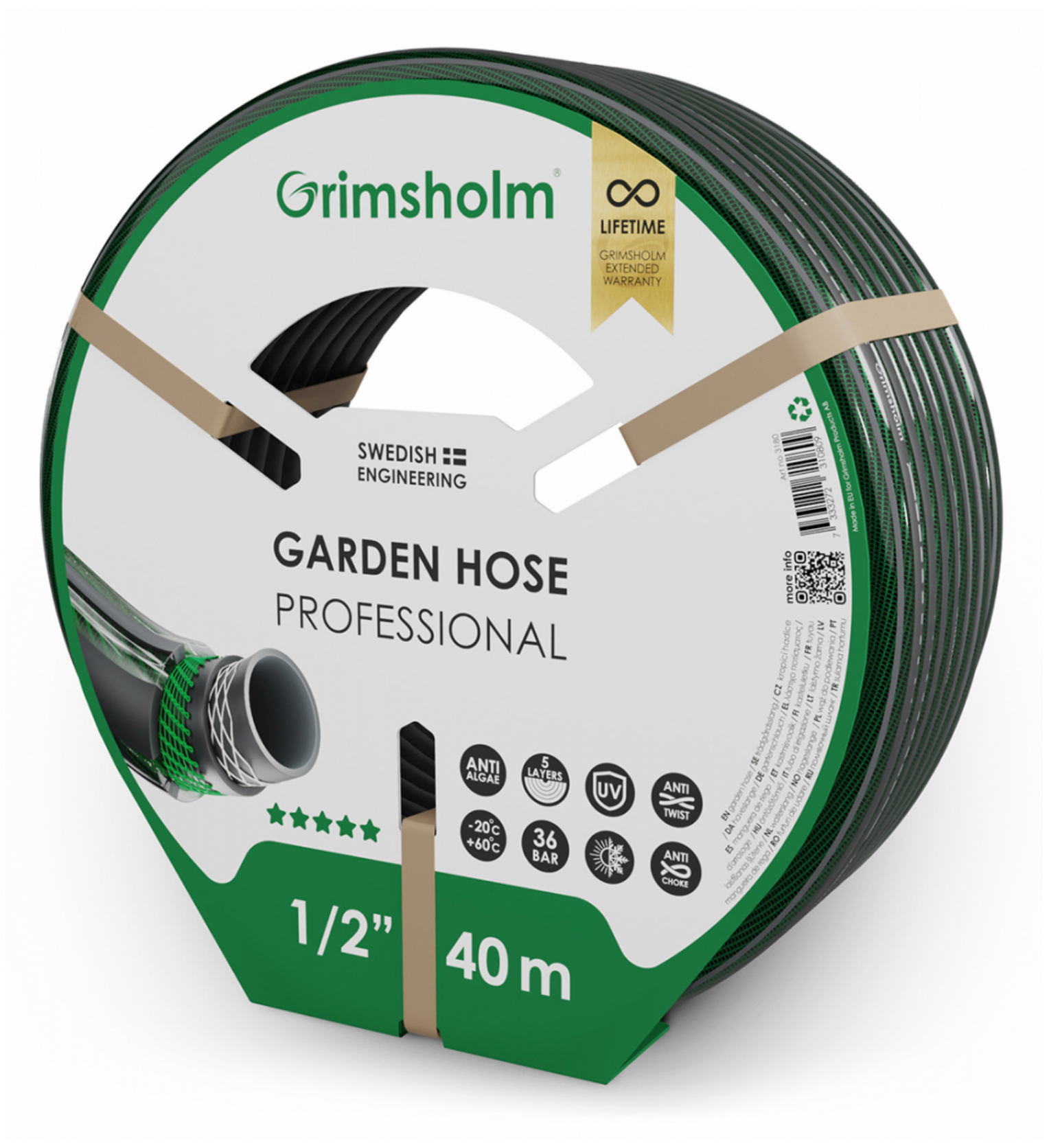 Grimsholm Professional 1/2" 40 m Vattenslang - Vattenslang & Förvaring ...